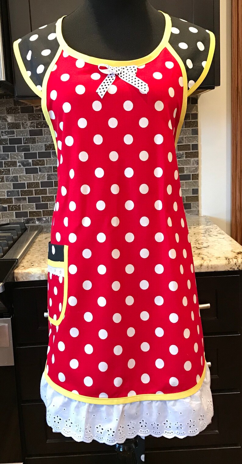 Minnie Mouse Apron Minnie Mouse Inspired Apron Polka Dot - Etsy