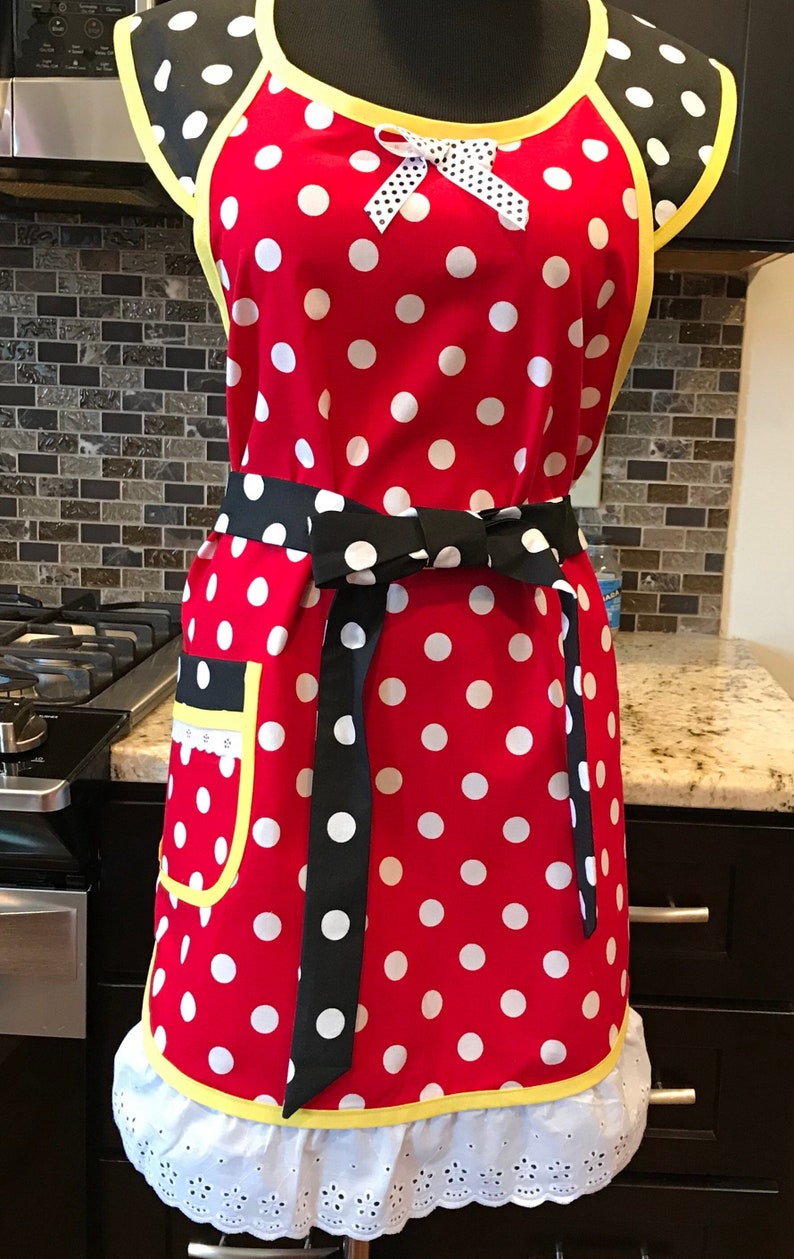 Minnie Mouse Apron Minnie Mouse Inspired Apron Polka Dot - Etsy