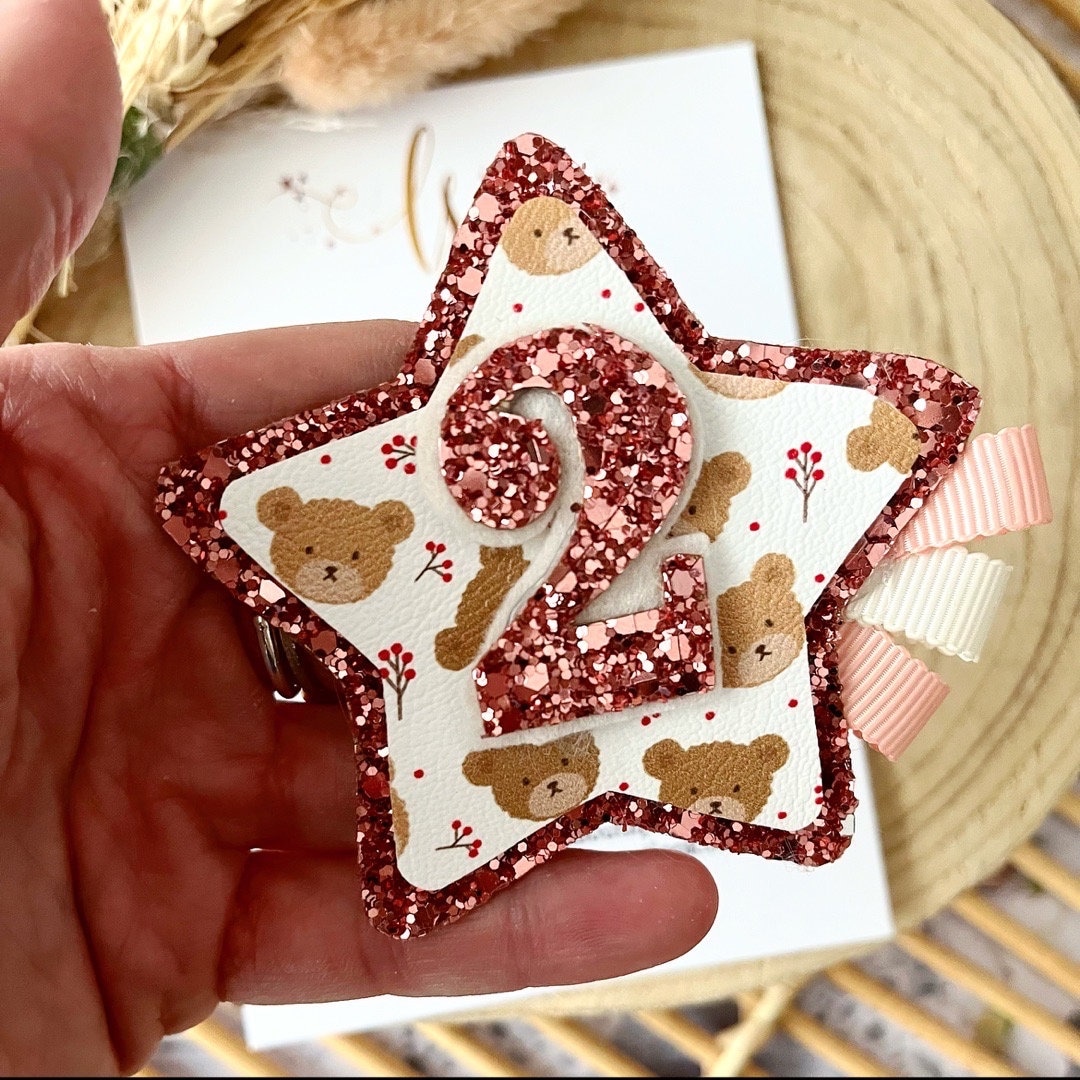 Teddy Bear Birthday Badge: Glitter Star Cake Smash Prop - Etsy