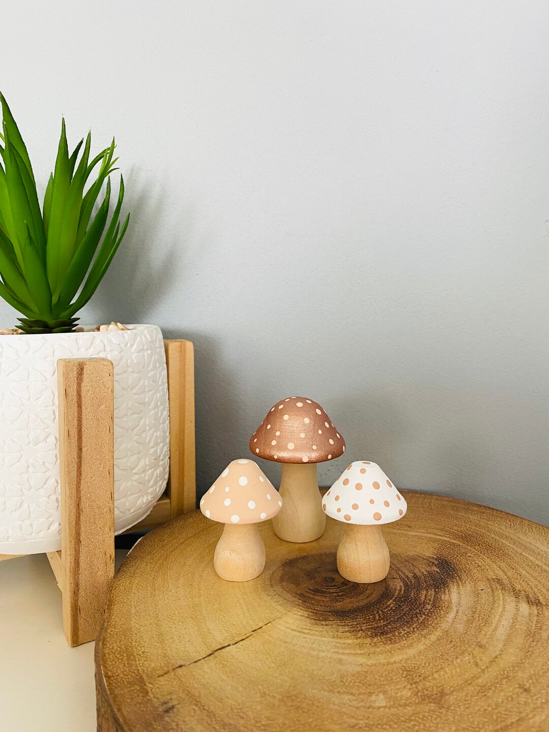 Set of 3 Mini Mushroom Toadstools Boys Unisex Girls Bedroom Decor ...