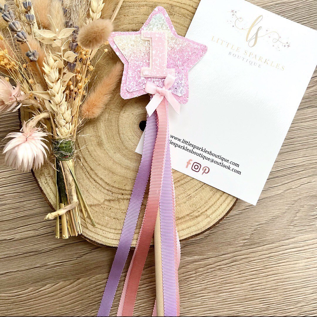 Rainbow Glitter Birthday Wand, Cake Smash Prop, Personalized Number - Etsy