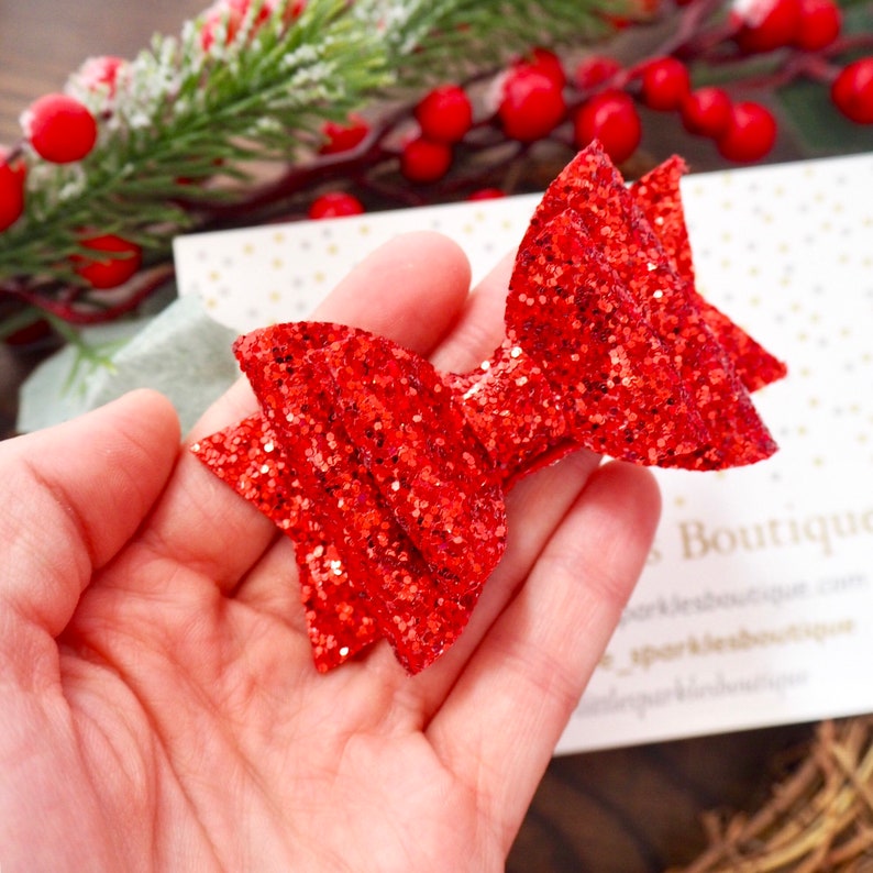 Red Glitter Bow Red Hair Bow Large Hair Bow Baby Bow Girls - Etsy