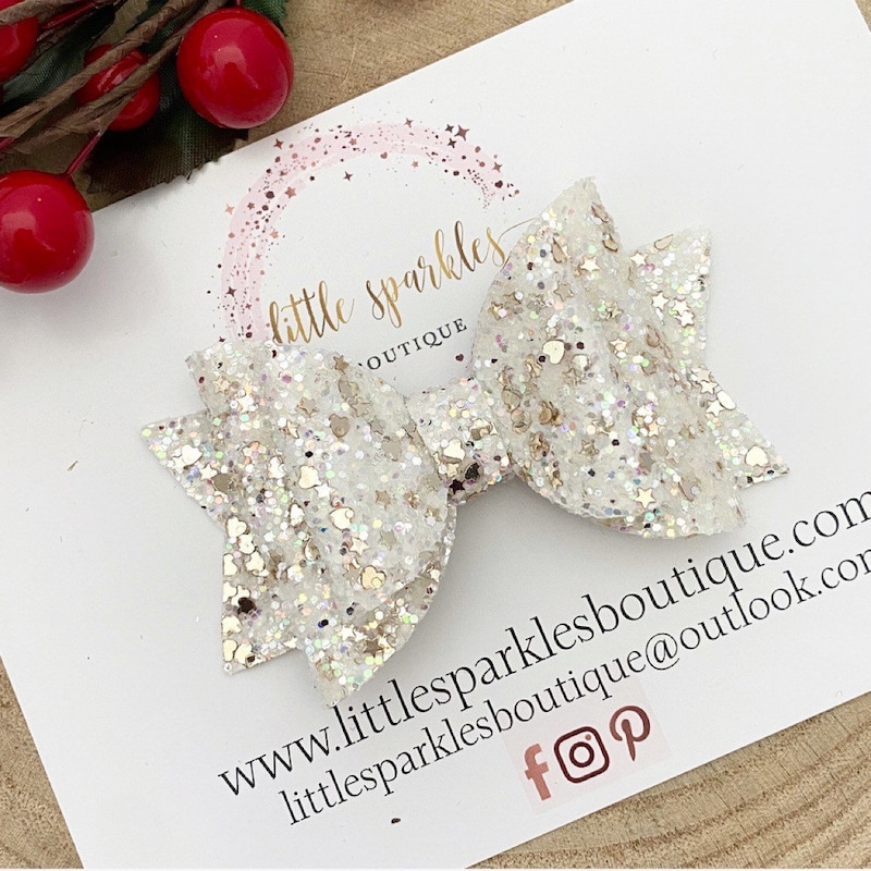 Sparkly White Tulle Bow - Etsy UK