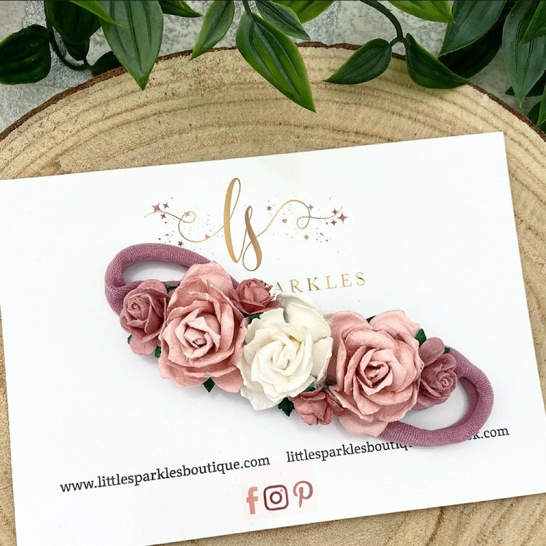 Flower Headband Dusky Pink Headband Baby Headband Pink | Etsy