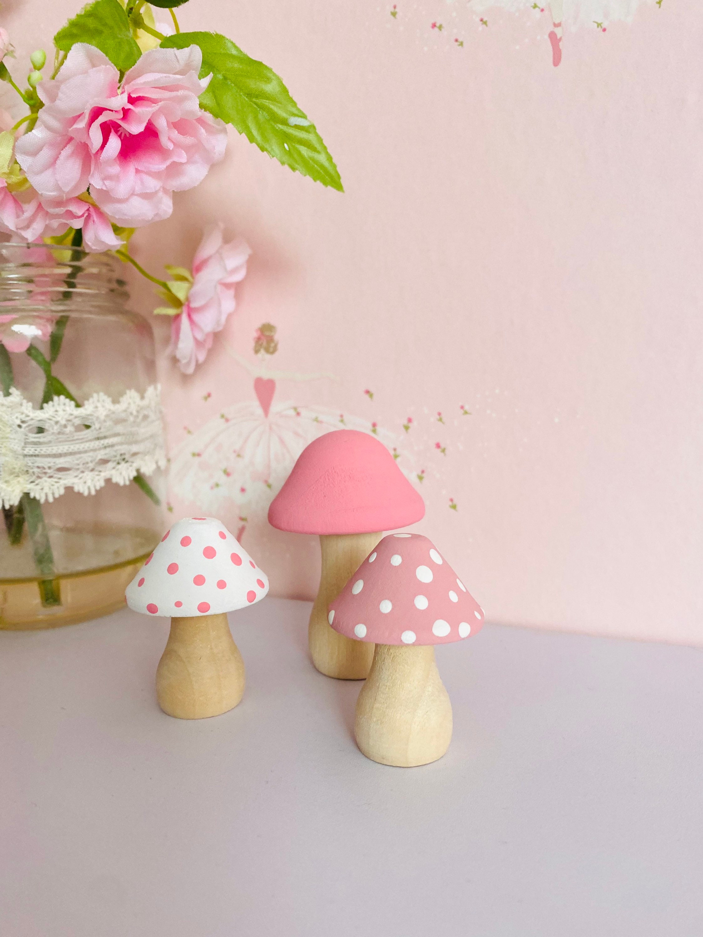 Set of 3 Mini Mushroom Toadstools Girls Bedroom Decor Fairy | Etsy