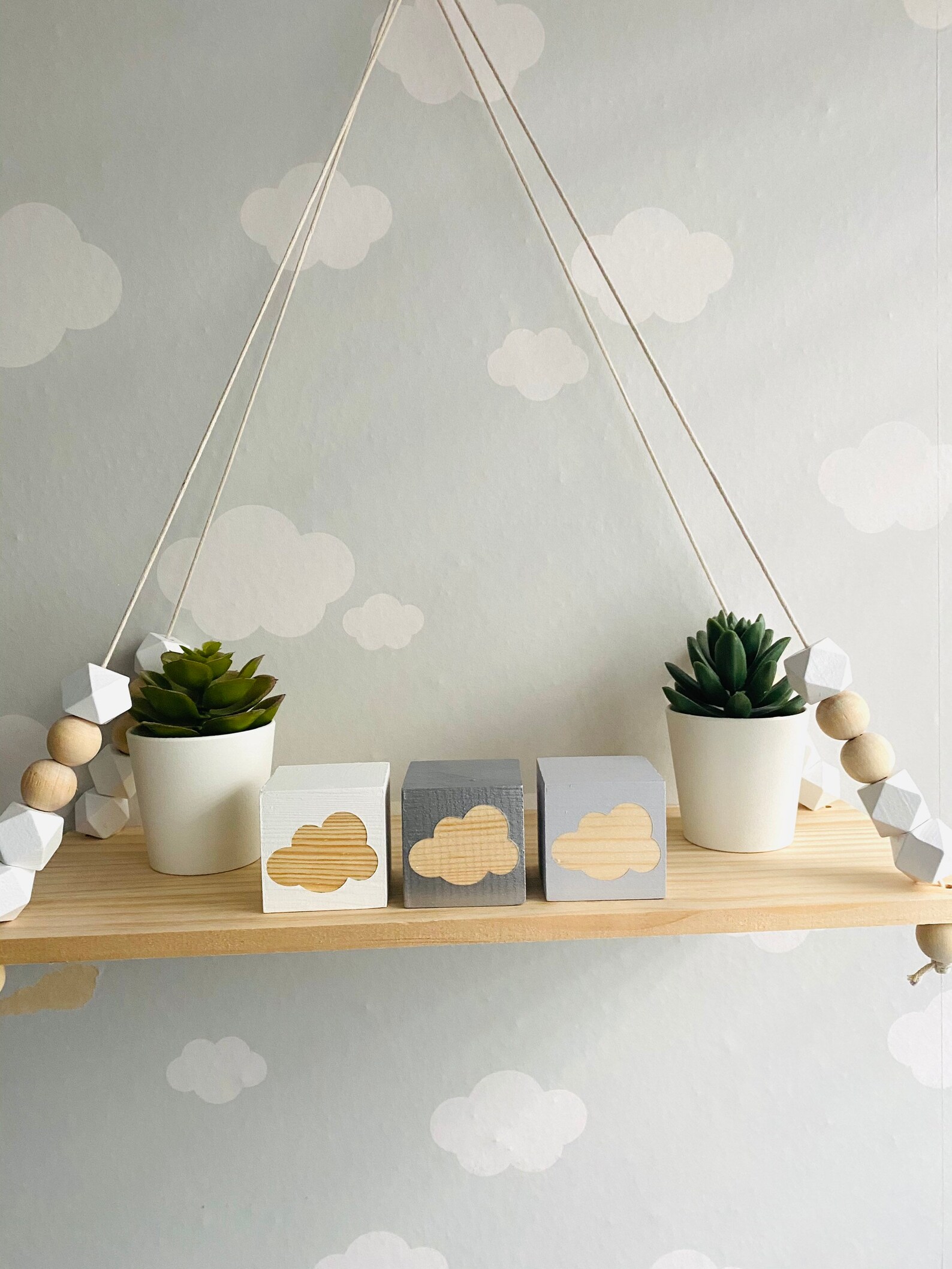 Set of 3 Nordic Cloud Wooden Blocks Cubes Stacking Nursery - Etsy UK