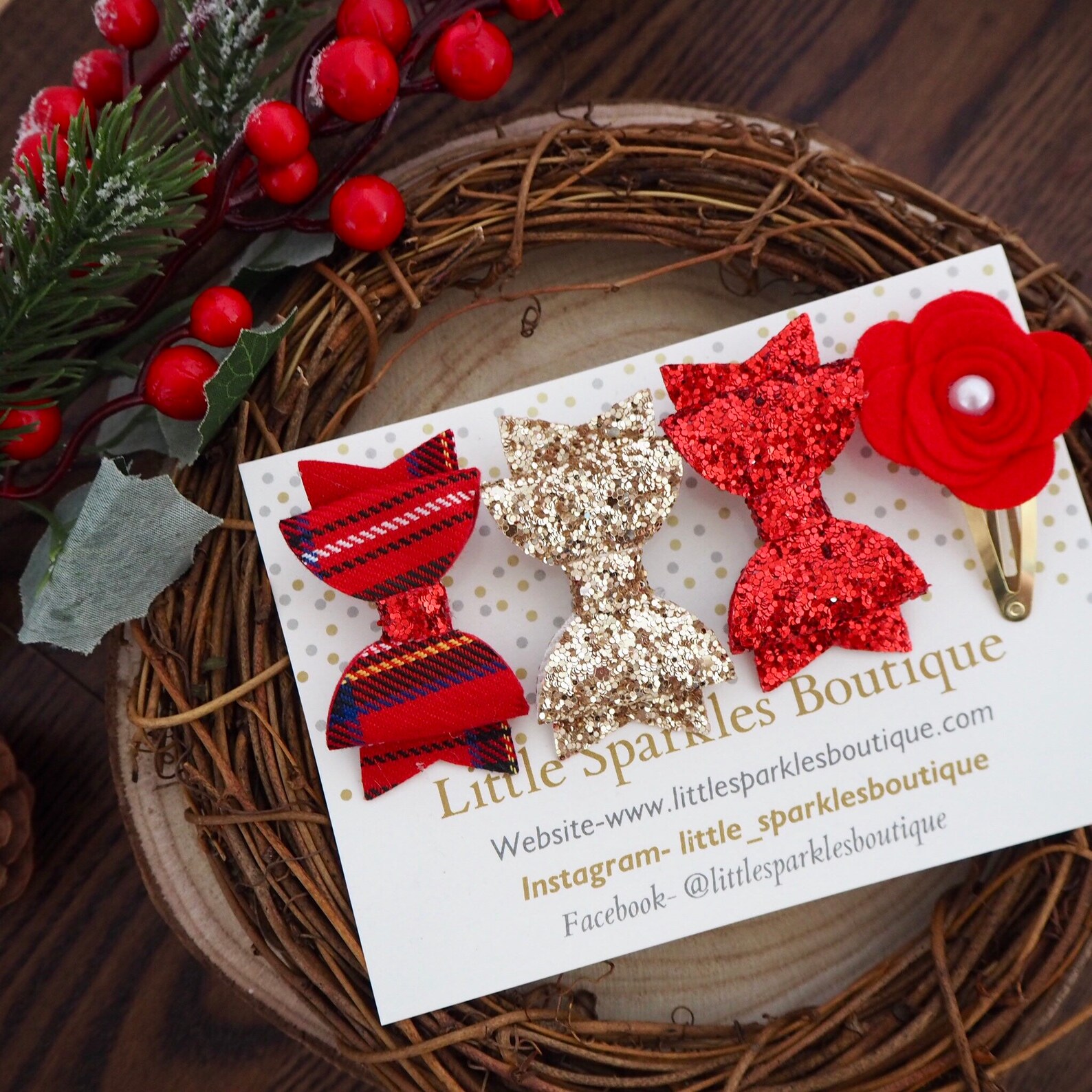 Red Glitter Bow Gold Glitter Bowtartan Bow Flower Clip | Etsy