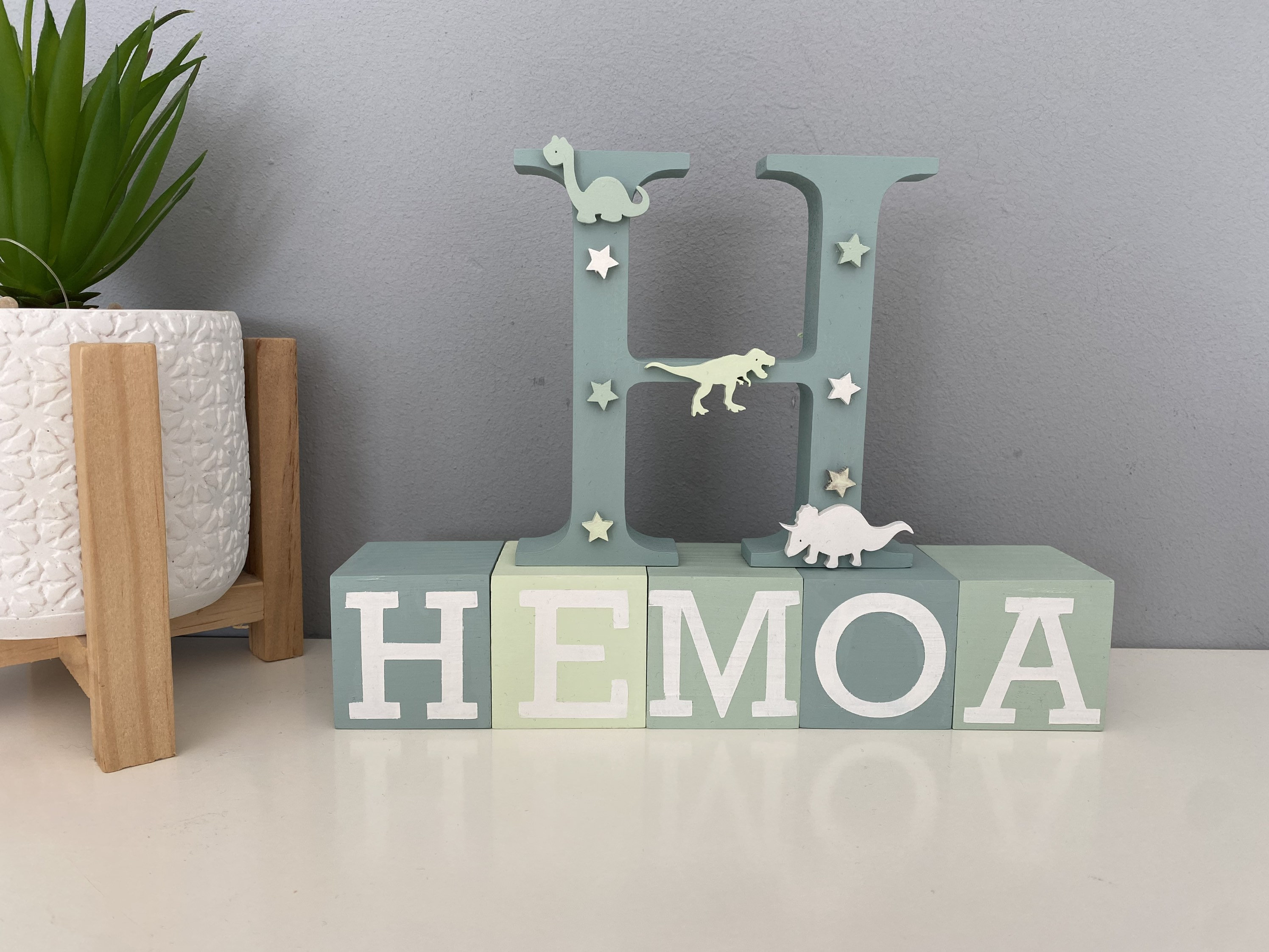 Personalised Shades of Green Wooden Name Letter Blocks Cubes - Etsy UK