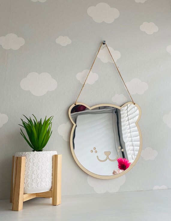 Teddy Bear Shape Hanging Mirror Bedroom Nordic Scandi Decor | Etsy