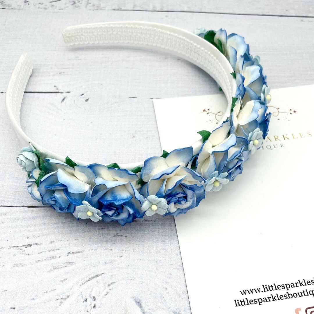 Flower Aliceband Floral Aliceband Blue Flower Headband Blue - Etsy
