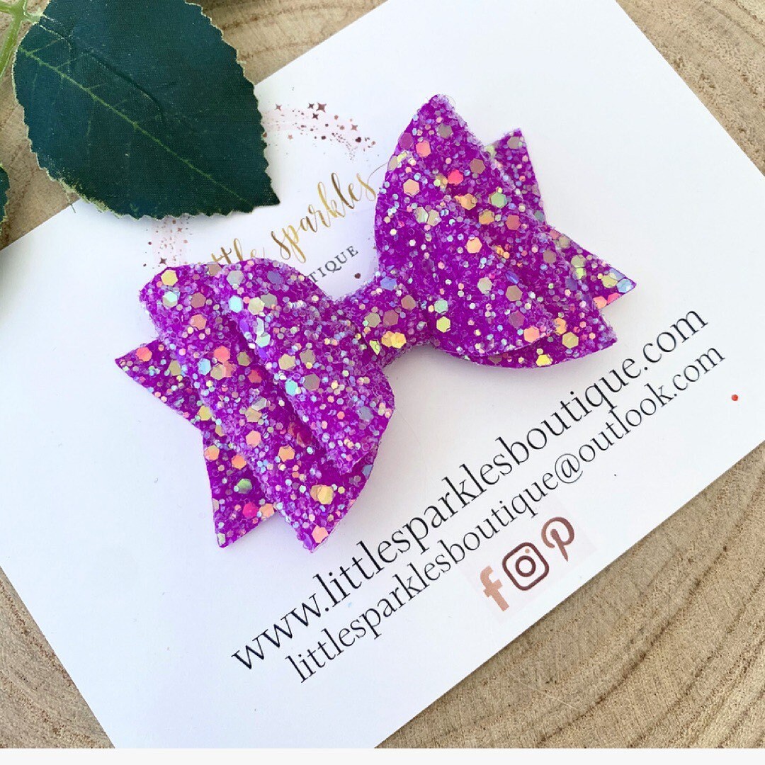Neon Hair Bowpurple Neon Bow Purple Glitter Bow Purple Hair - Etsy ...