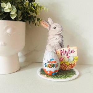 Personalised Easter Kinder Egg Holder, Easter Bunny, Bunny Egg Holder ...