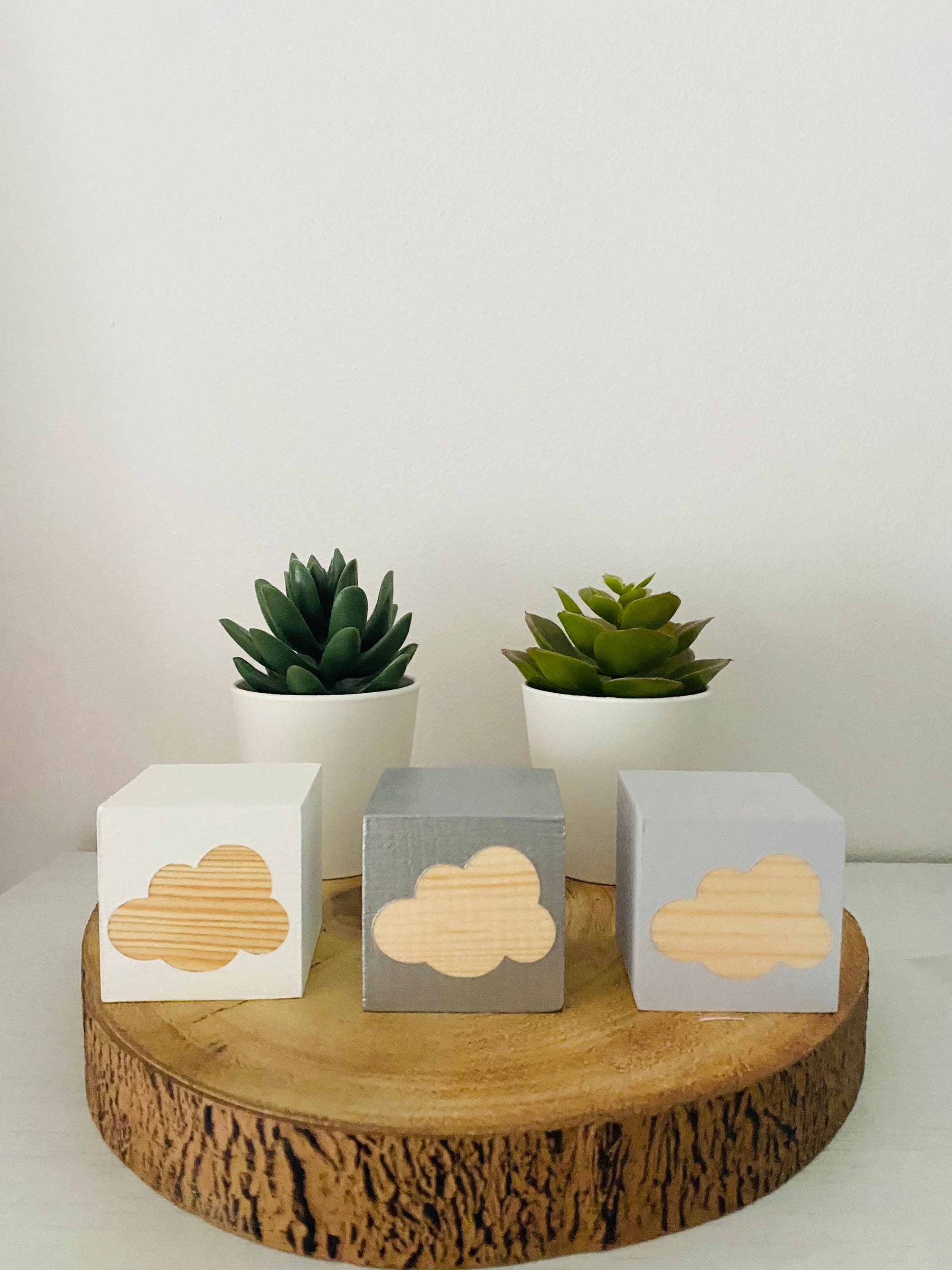 Set of 3 Nordic Cloud Wooden Blocks Cubes Stacking Nursery - Etsy UK