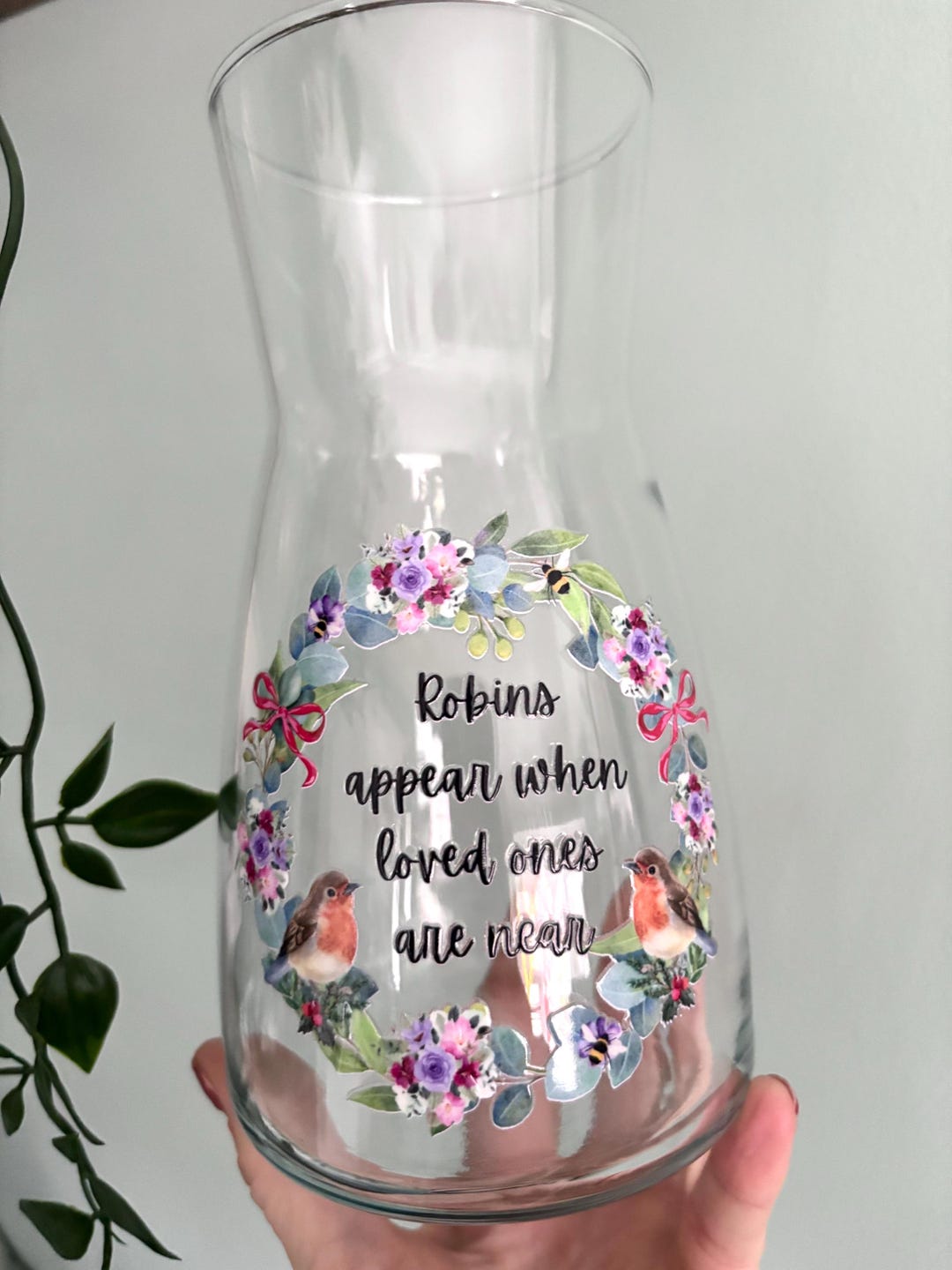 Personalised Robin Memory Vase: Christmas Remembrance Gift - Etsy