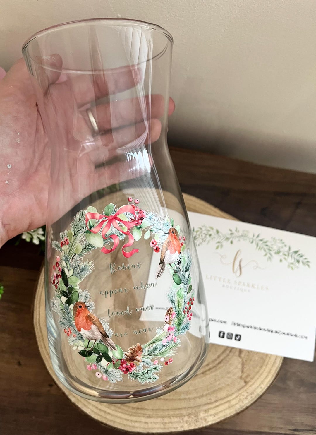 Personalised Robin Memory Vase: Christmas Remembrance Gift - Etsy UK