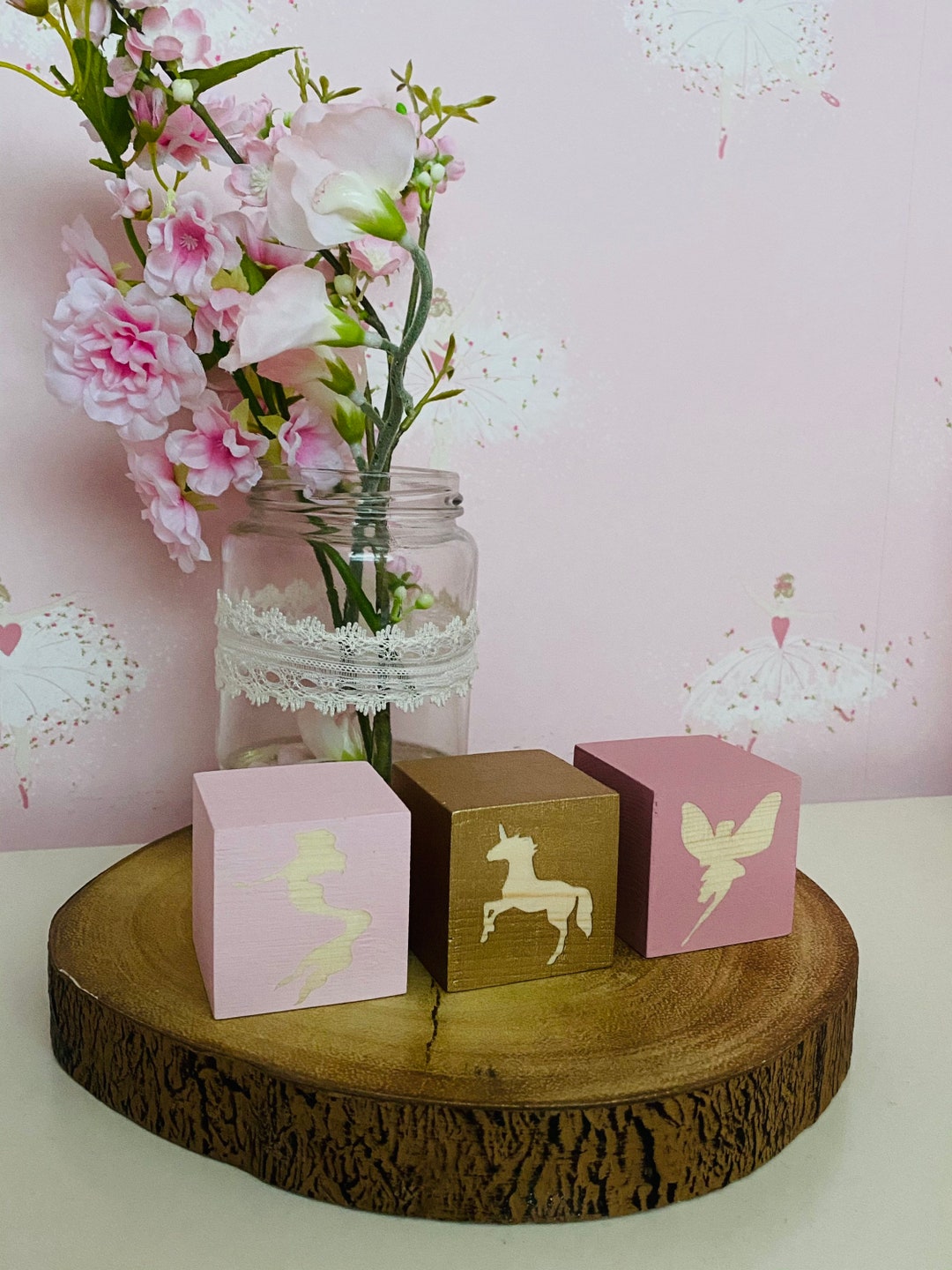 Set of 3 Girls Fairytale Wooden Blocks Cubes Stacking Nursery - Etsy UK