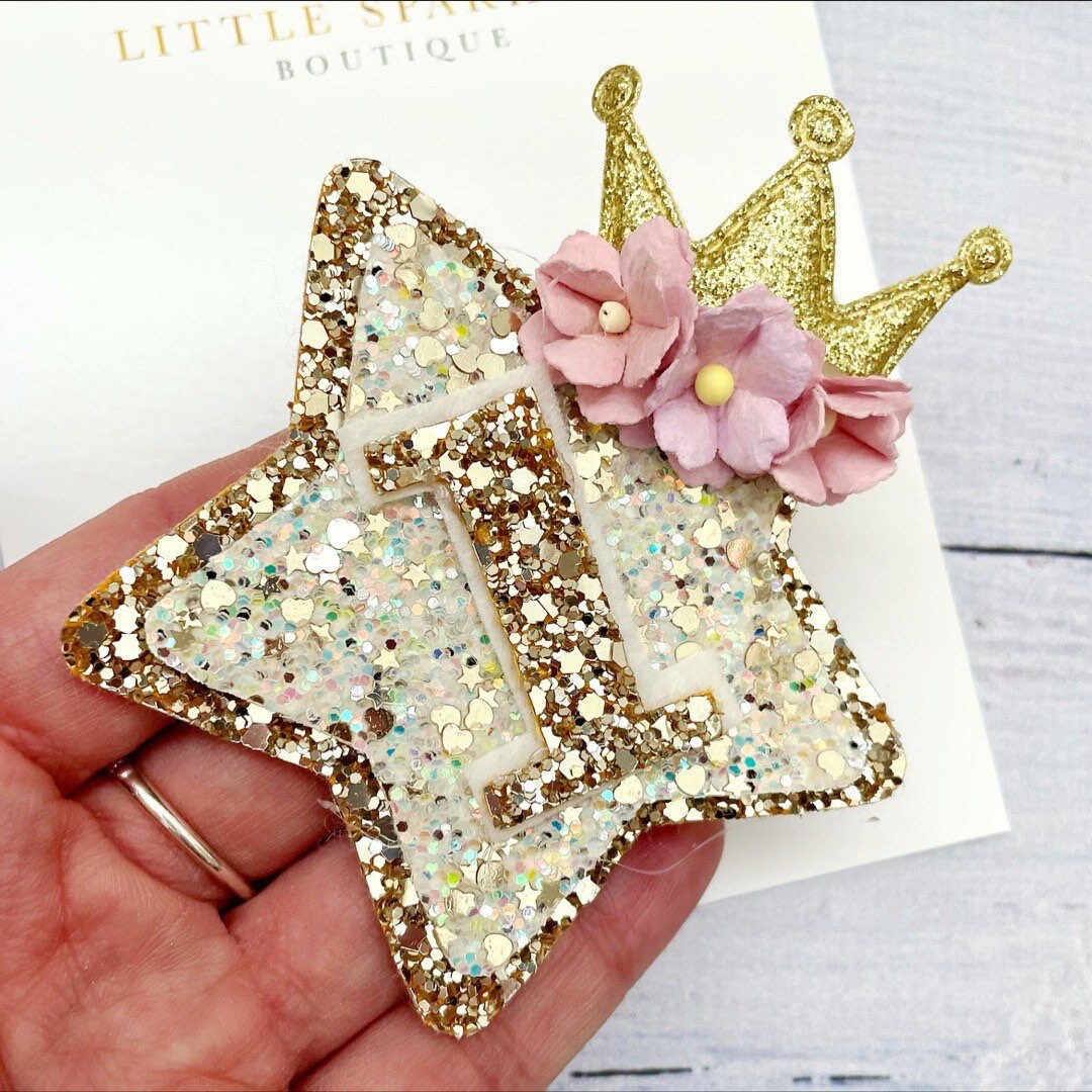 Birthday Badge, Glittery Birthday Badge, Cake Smash Prop, Girls ...