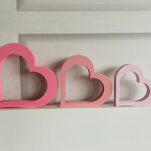 Freestanding Wooden Hollow Heart Shape Ornament Decor Any Colour Girly ...