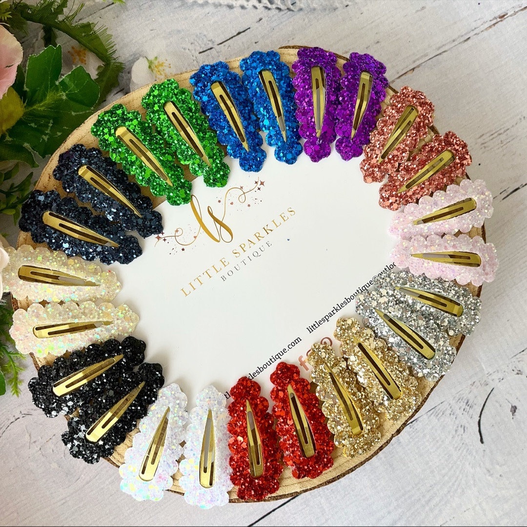Glitter Fringe Snap Clips: Sparkly Hair Clip Set - Etsy