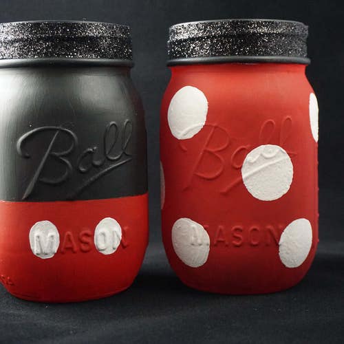 Mickey Minnie Mason Jars Centerpiece | Etsy