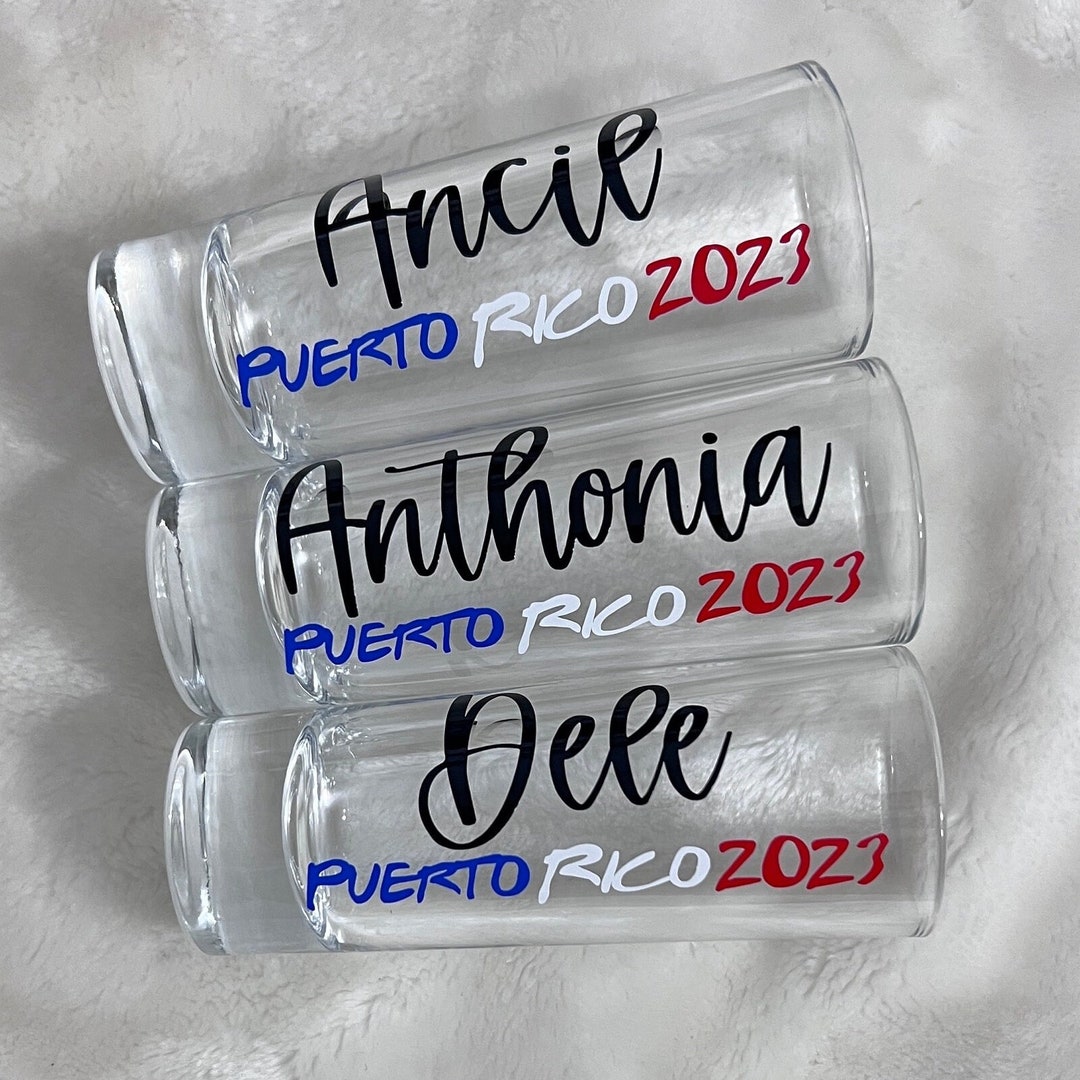 Puerto Rico Themed Shot Glasses, Travel Favors, Personalized Shot ...
