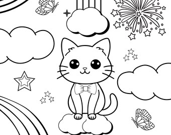 31 Page Printable Children Cat Coloring Page With Quotes Softcopy PDF ...