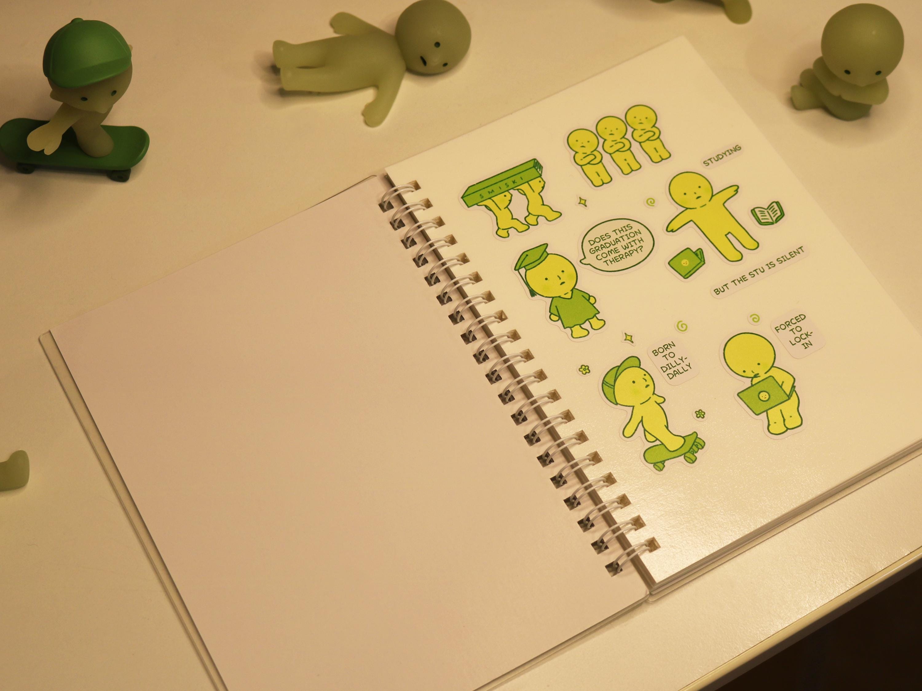Silly and Cute Meme Smiski Reusable Sticker Book - Etsy