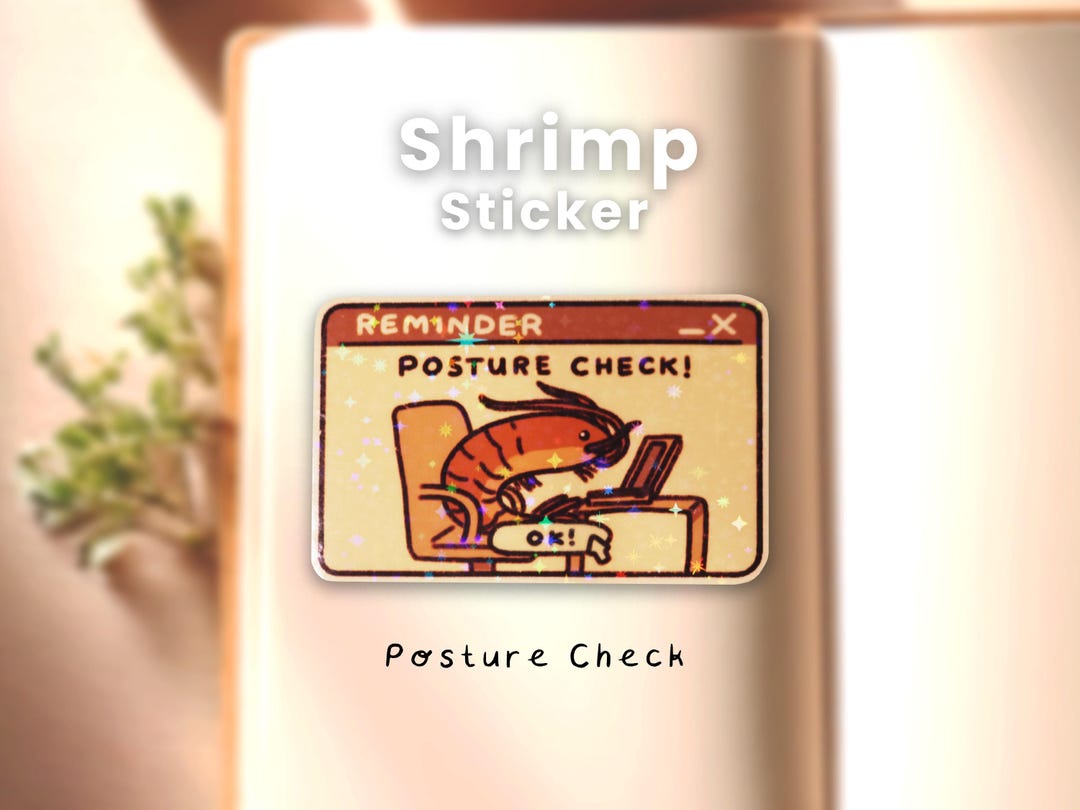 Silly and Cute Shrimp Posture Check Vinyl Star Lamination Sticker ...