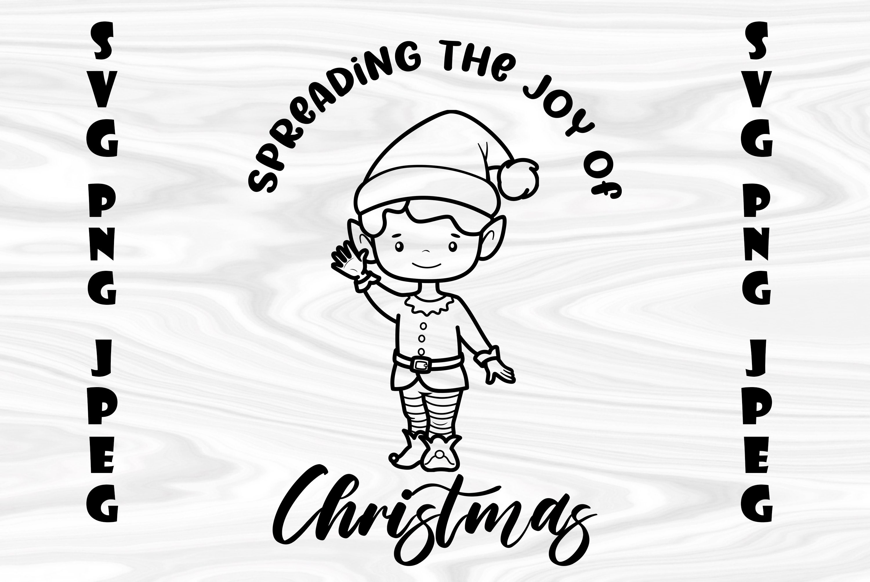 SVG PNG JPEG Elf Spreading the Job of Christmas Printable Silhouette ...