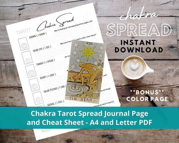 Chakra Tarot Spread and Cheat Sheet minimalist Tarot Journal | Etsy