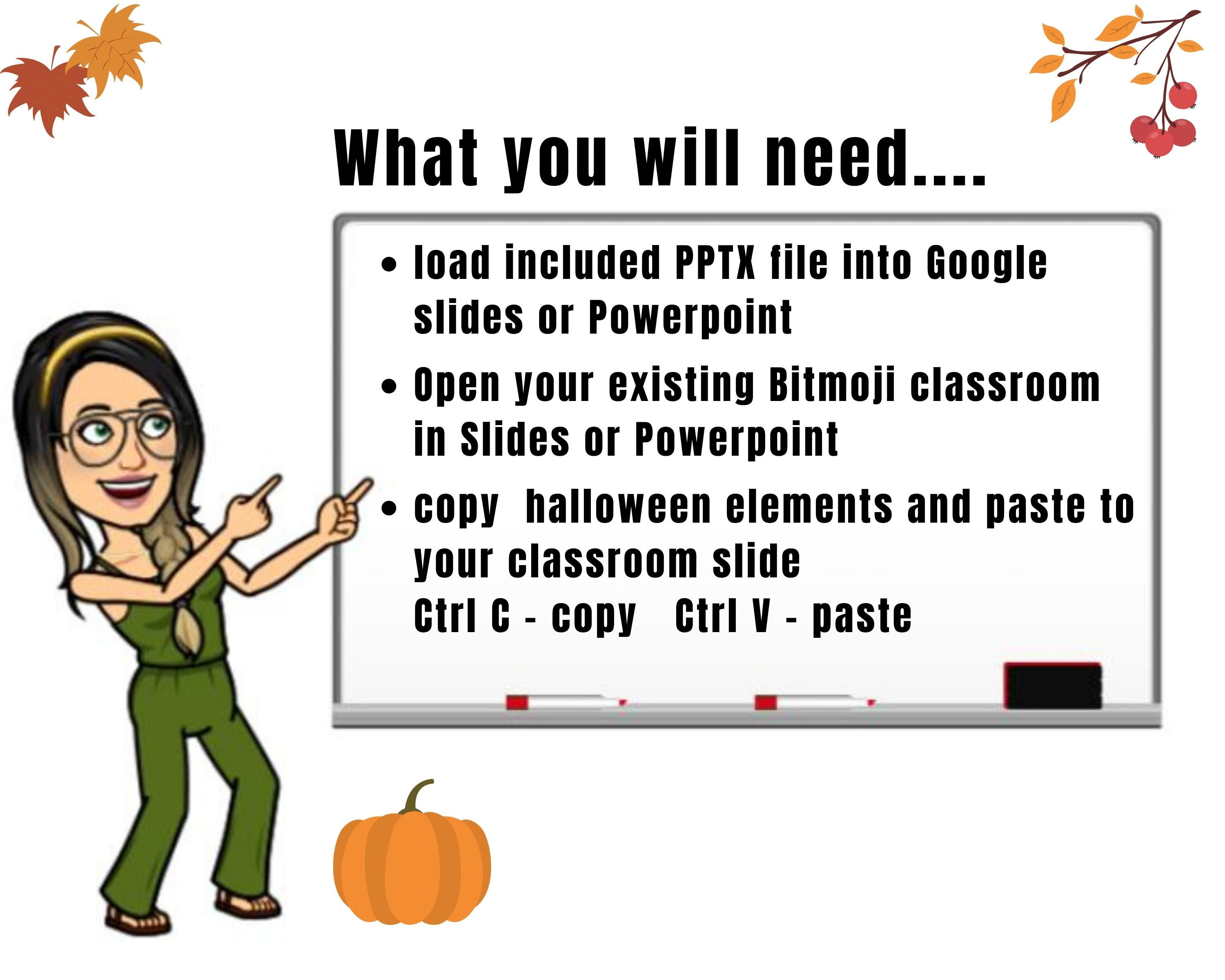 Fall Decorations Clip Art for Bitmoji Classrooms Fall | Etsy