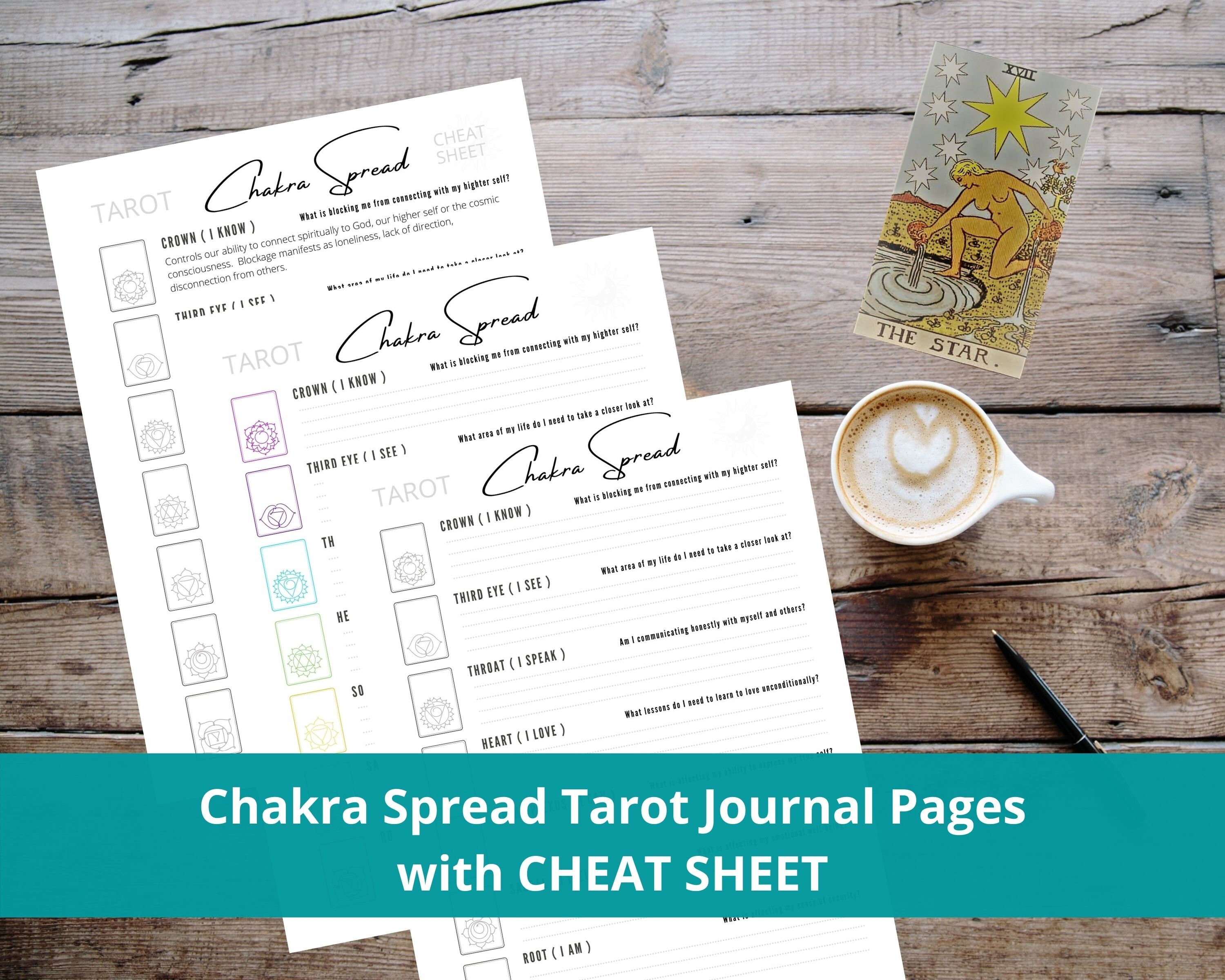 Chakra Tarot Spread and Cheat Sheet minimalist Tarot Journal | Etsy