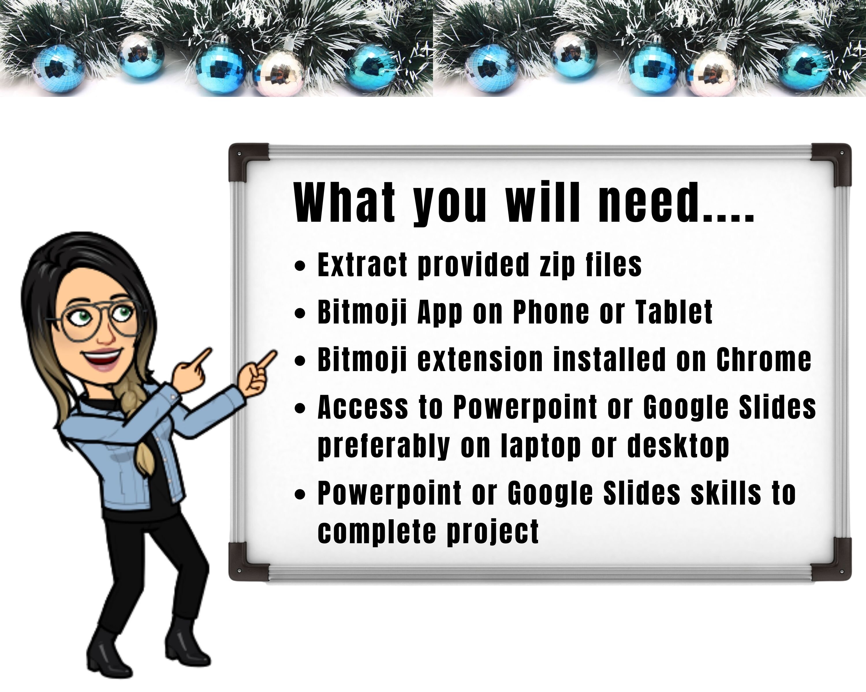 Blue Christmas Bitmoji Classroom Seasonal Editable Virtual Classroom ...