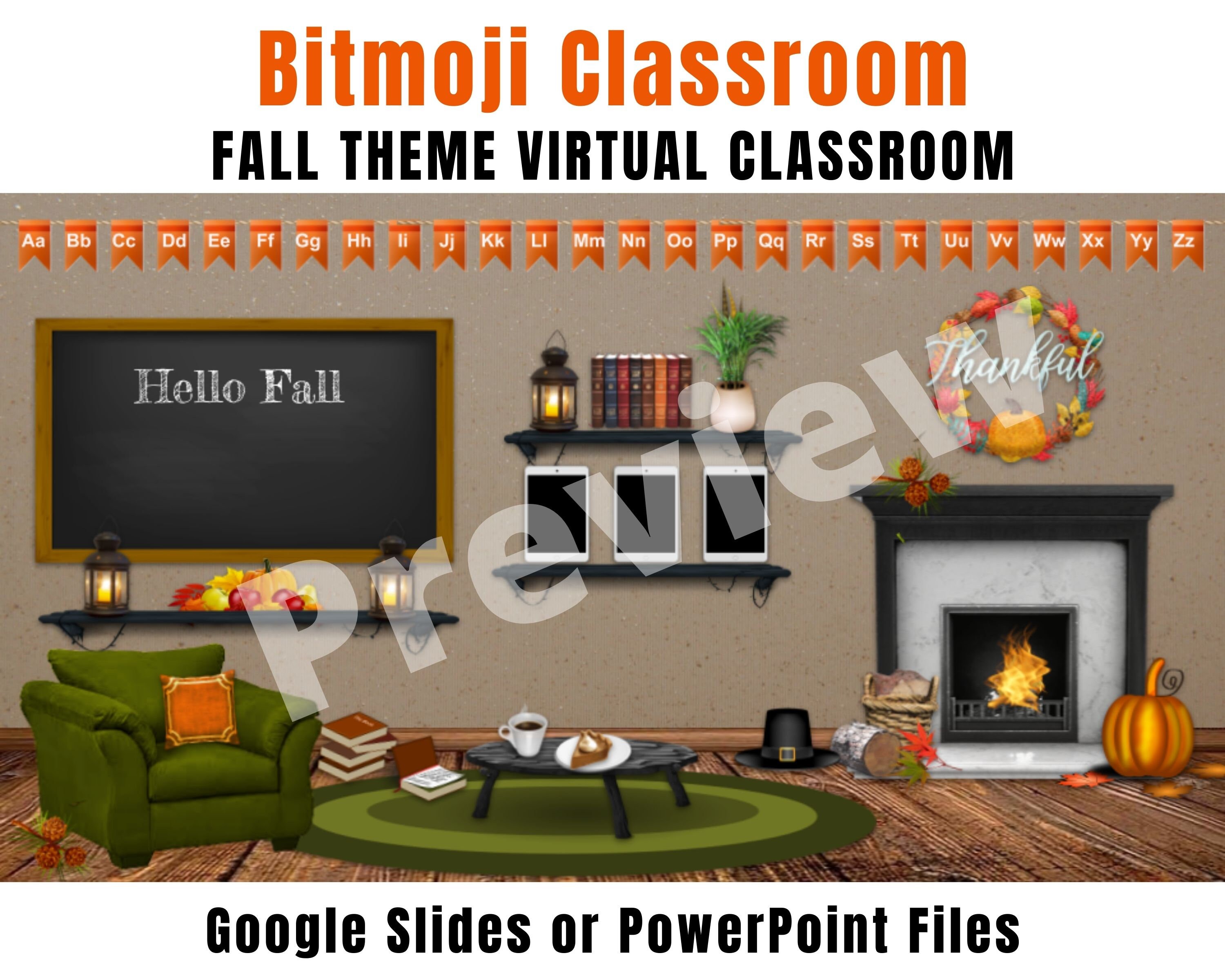 Bitmoji Classrooms Fall AND Halloween Pack Editable Virtual Classroom ...