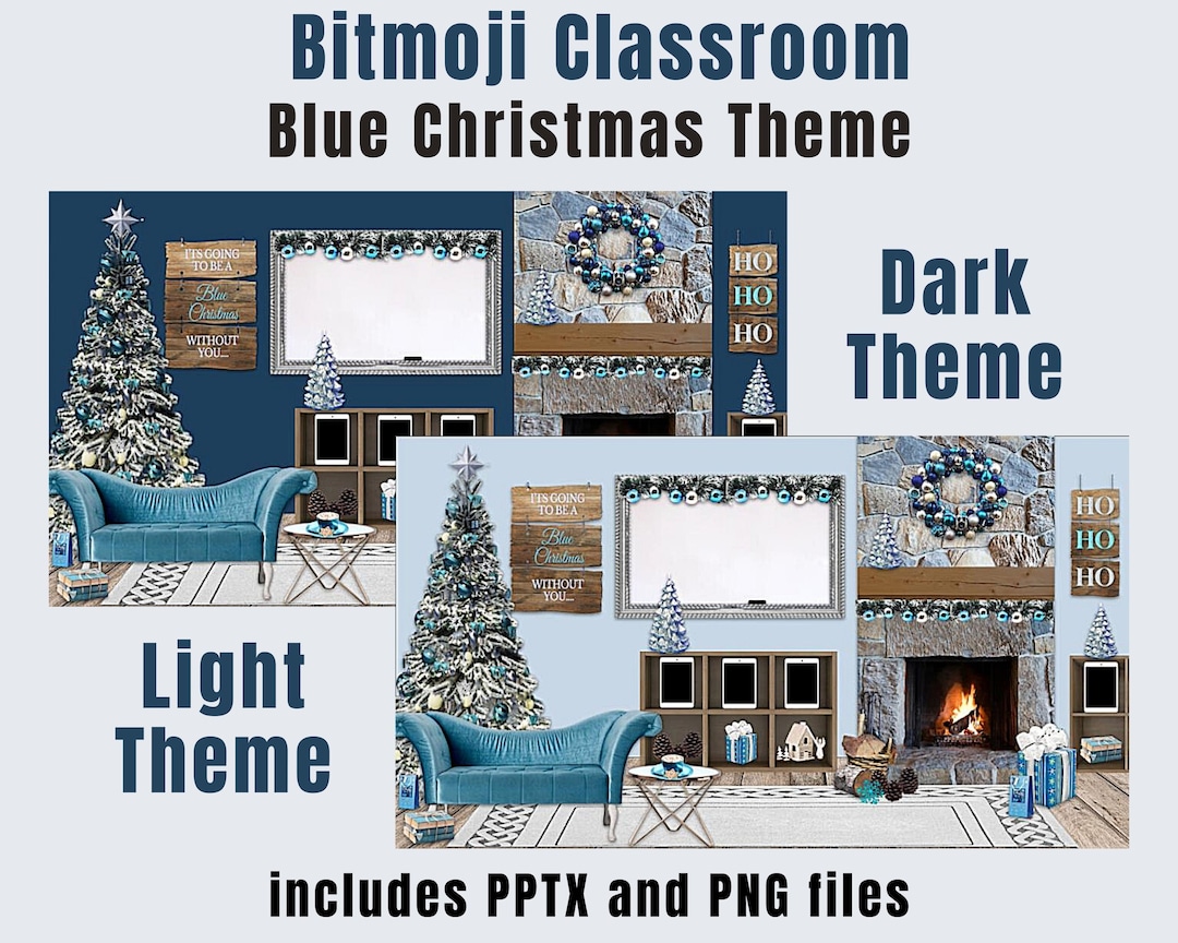 Blue Christmas Bitmoji Classroom Seasonal Editable Virtual Classroom ...