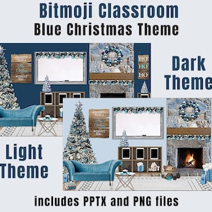 Blue Christmas Bitmoji Classroom Seasonal Editable Virtual Classroom ...