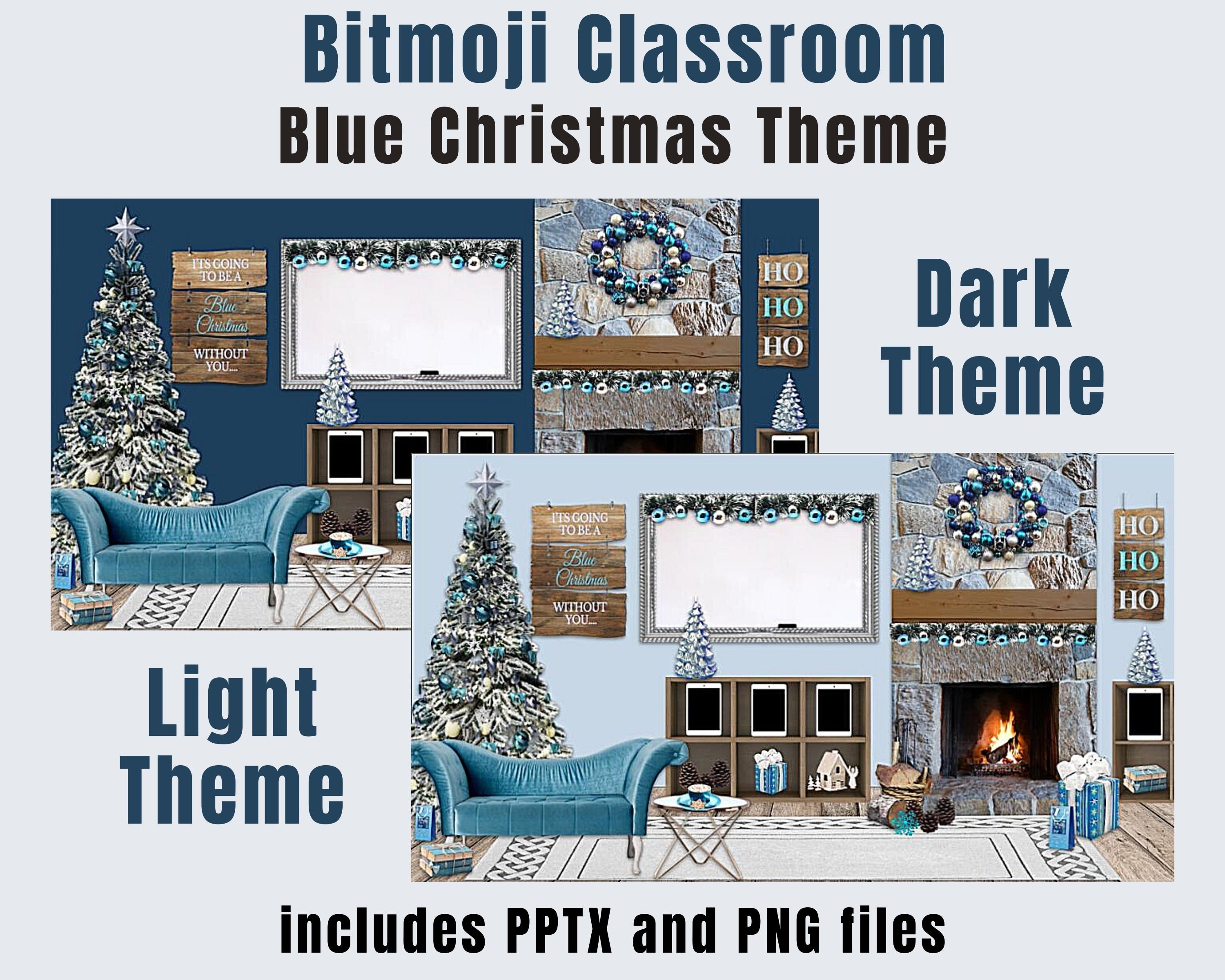 Blue Christmas Bitmoji Classroom Seasonal Editable Virtual Classroom ...