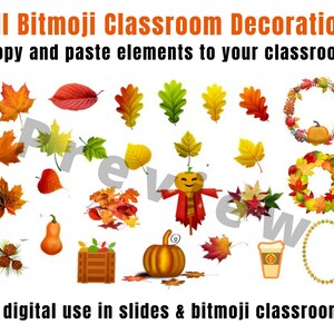 Fall Decorations Clip Art for Bitmoji Classrooms Fall | Etsy