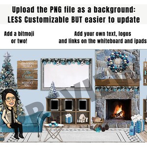 Blue Christmas Bitmoji Classroom Seasonal Editable Virtual Classroom ...