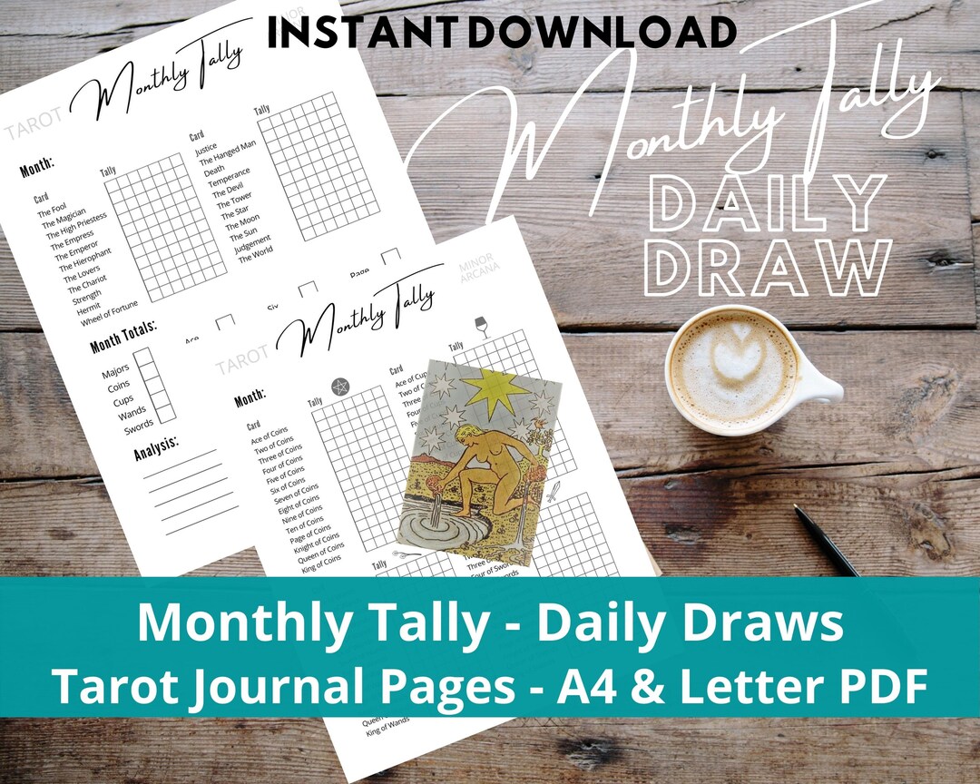Monthly Tally of Daily Spread Cards Minimalist Tarot Journal - Etsy