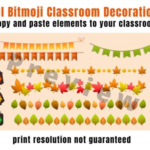 Fall Decorations Clip Art for Bitmoji Classrooms Fall | Etsy