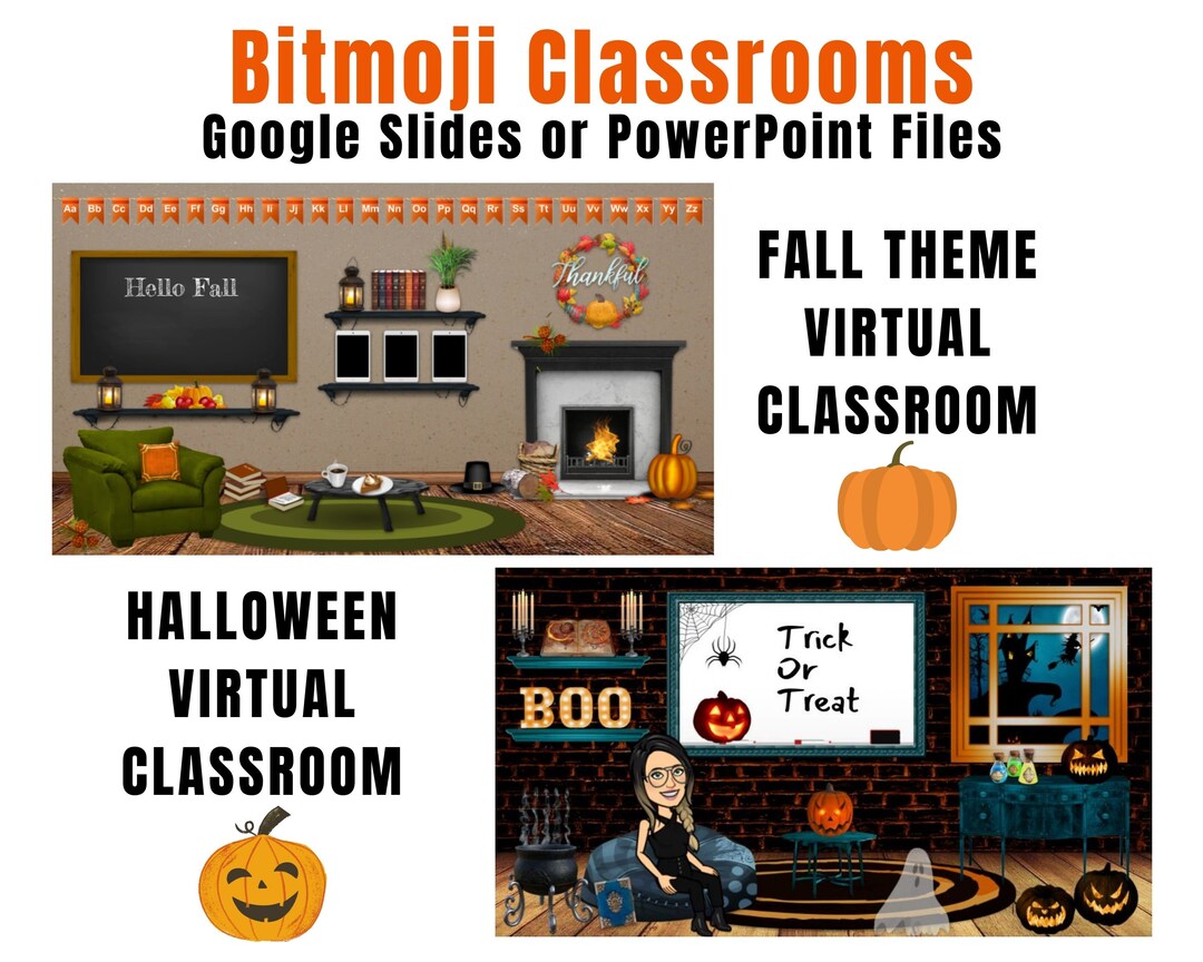 Bitmoji Classrooms - Fall AND Halloween Pack - Editable – Virtual ...