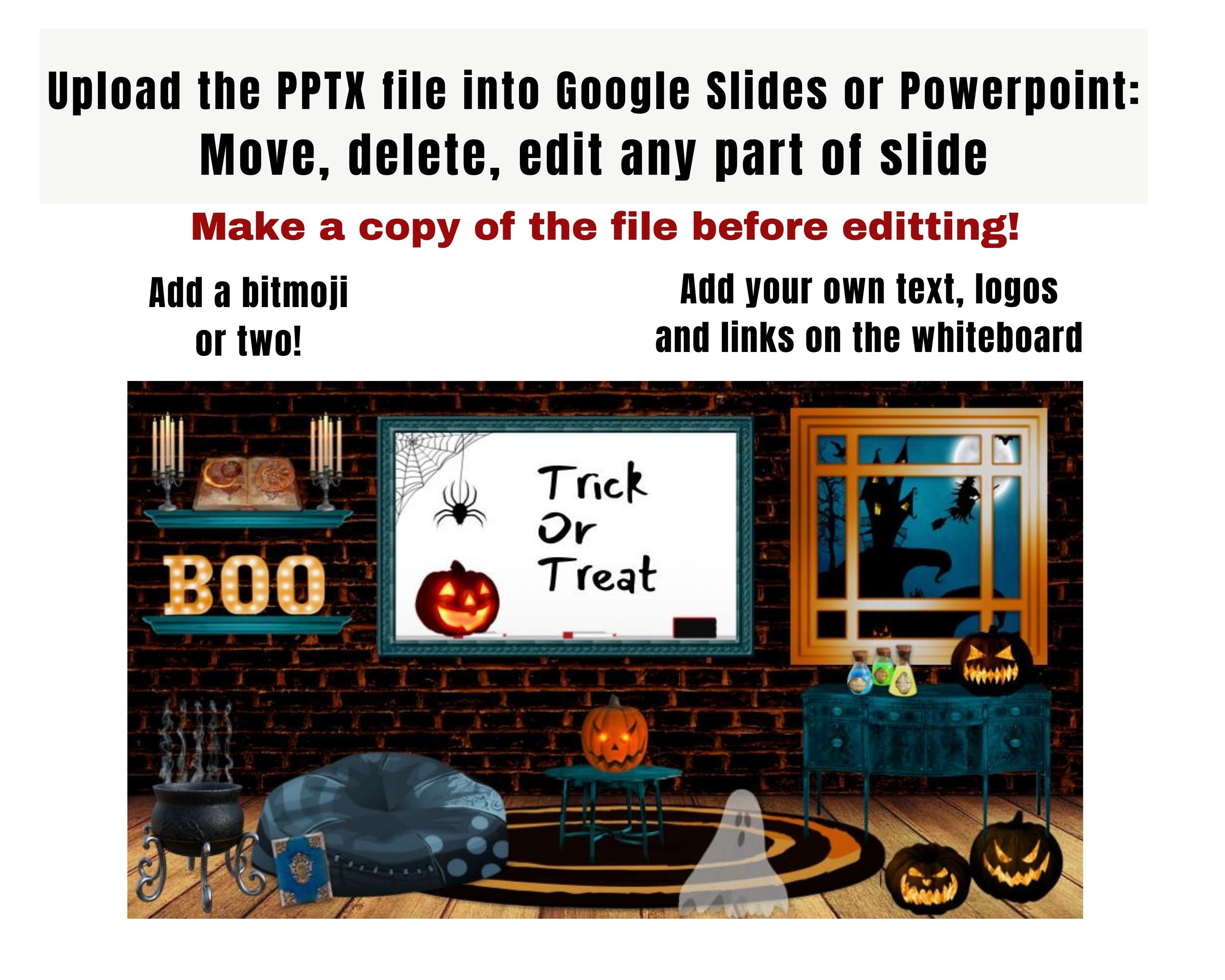 Bitmoji Classroom Seasonal Halloween Editable Virtual Classroom ...