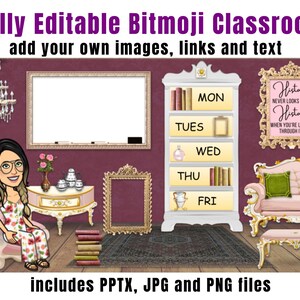 Bitmoji Classroom Victorian Girly Glam Editable Virtual Classroom ...