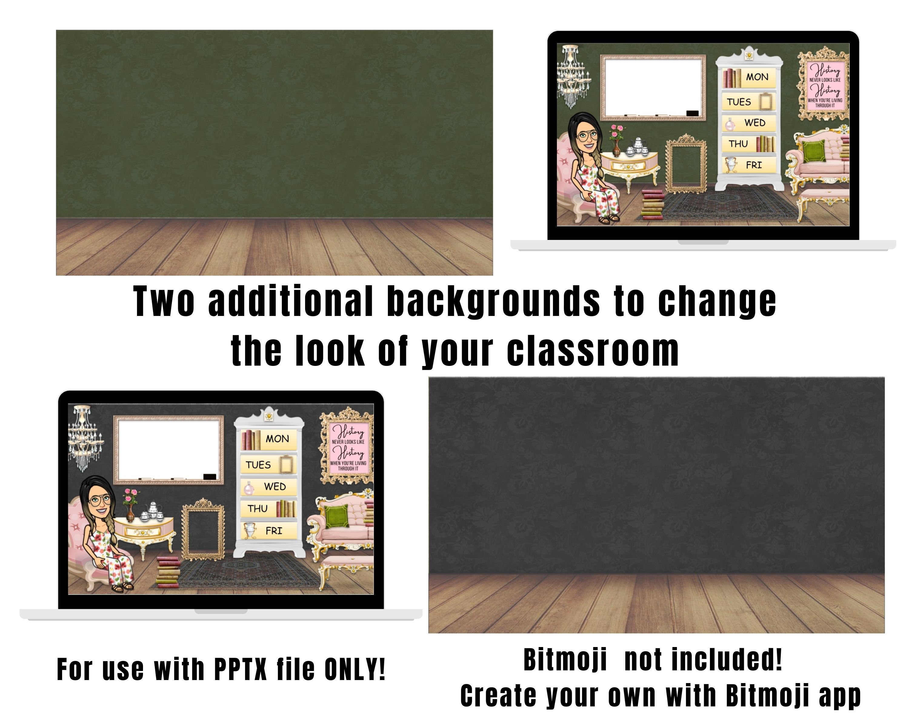 Bitmoji Classroom Victorian Girly Glam Editable Virtual Classroom ...