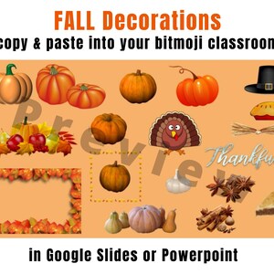 Fall Decorations Clip Art for Bitmoji Classrooms Fall | Etsy