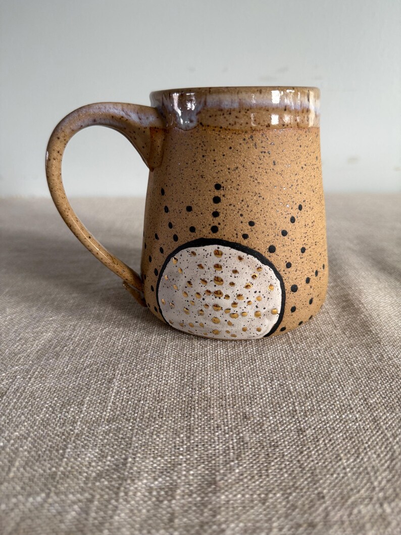 Handmade Barn Owl Pottery Mug, Botanical Coffee Cup With Gold - Etsy