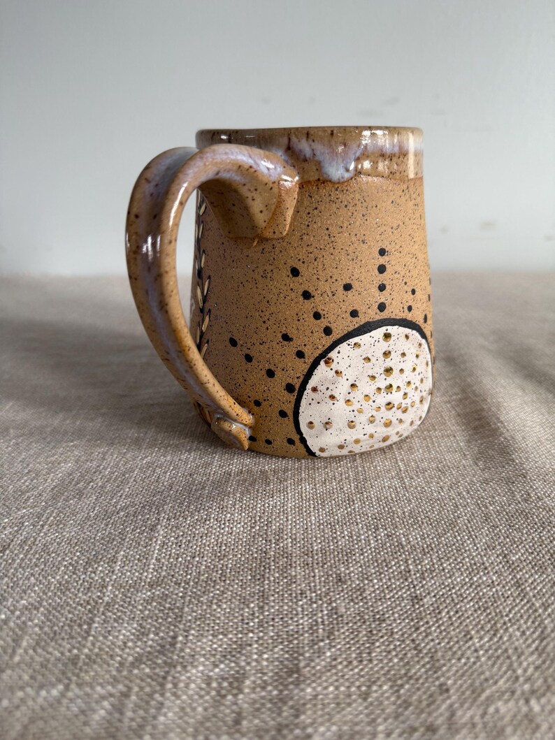 Handmade Barn Owl Pottery Mug, Botanical Coffee Cup With Gold - Etsy