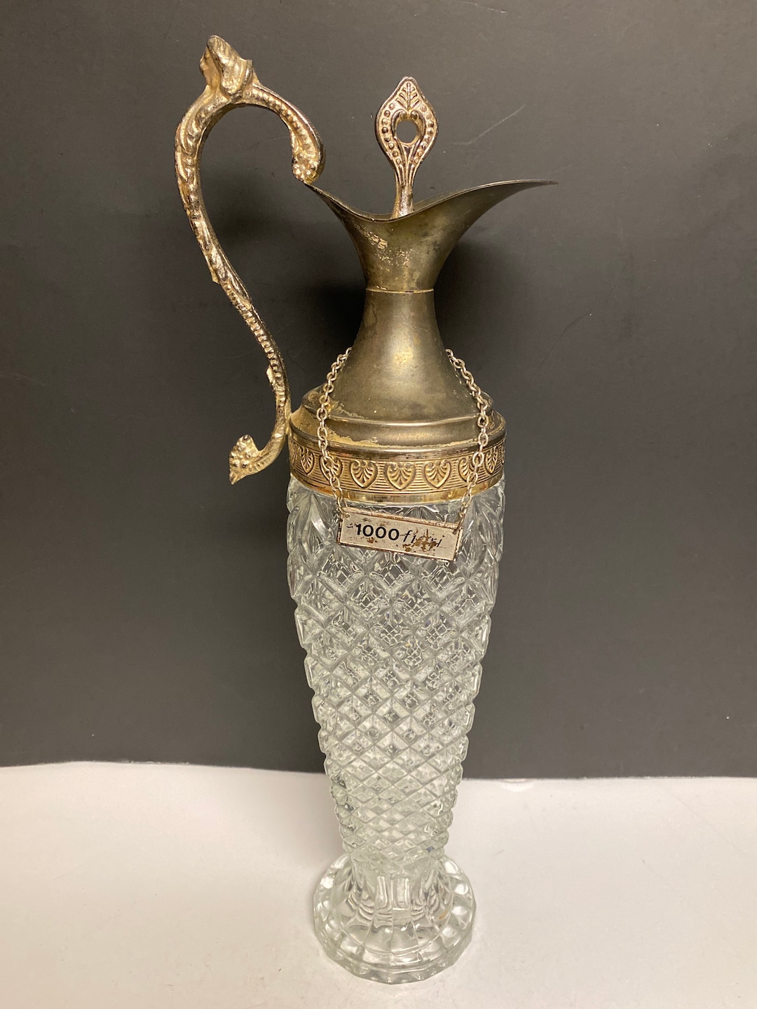 Silver Pressed Glass Pitcher Diamond Pattern 1000 Fiori 16 H - Etsy