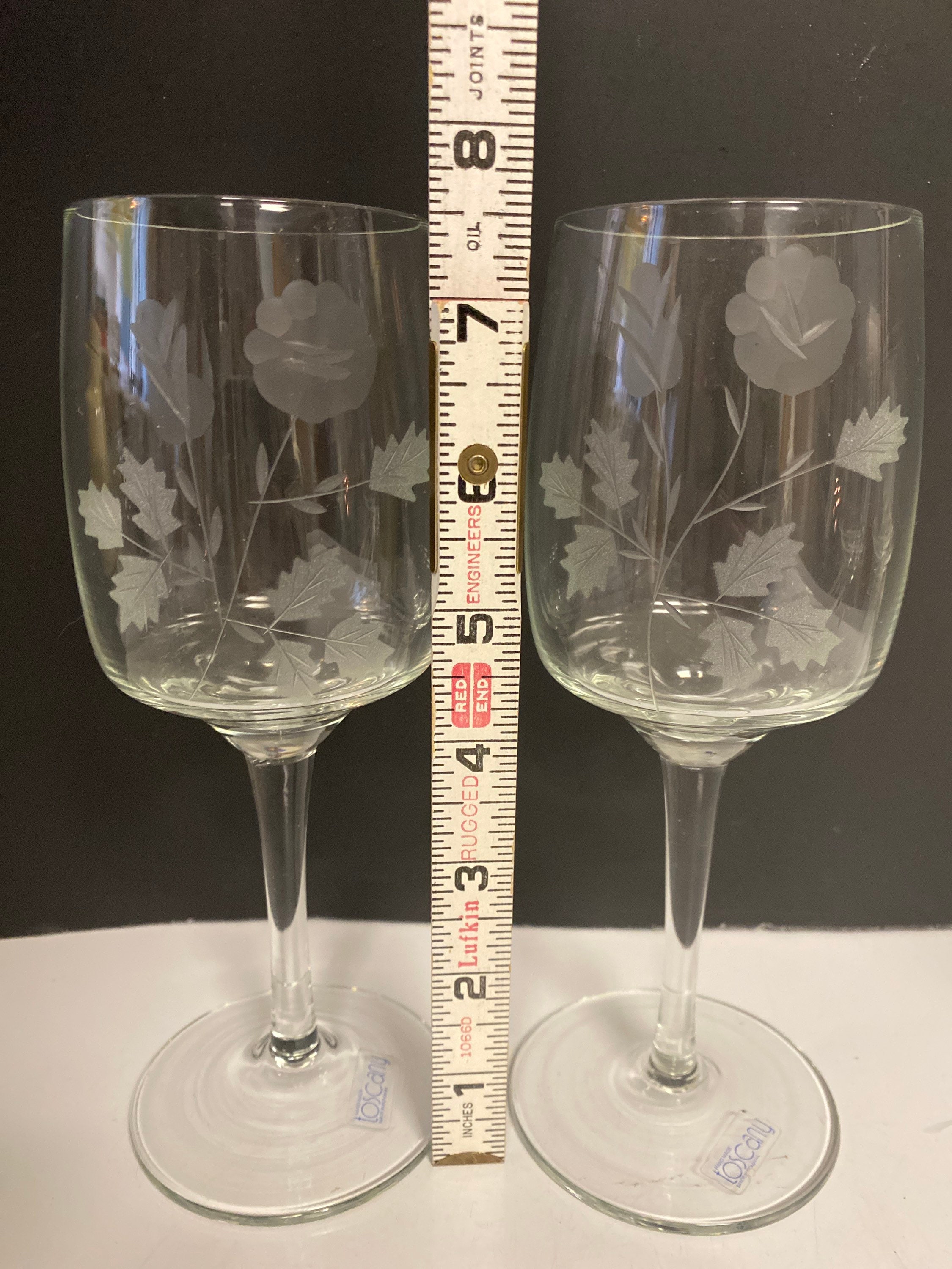 Toscany Crystal Round Wine Glasses Set of 6 Stemware Etched - Etsy